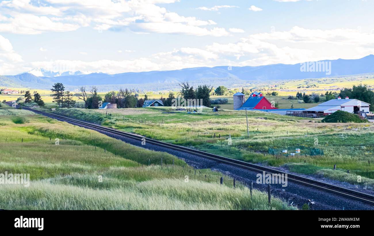 Scenic Views: Farm Land and Mountains in Colorado Stock Photo - Alamy