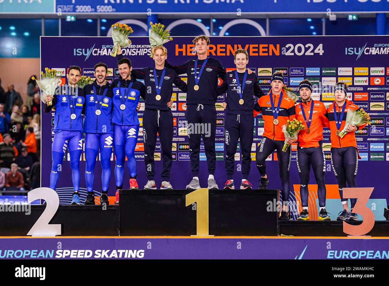 HEERENVEEN, NETHERLANDS - JANUARY 5: Andrea Giovanni of Italy, Davide ...