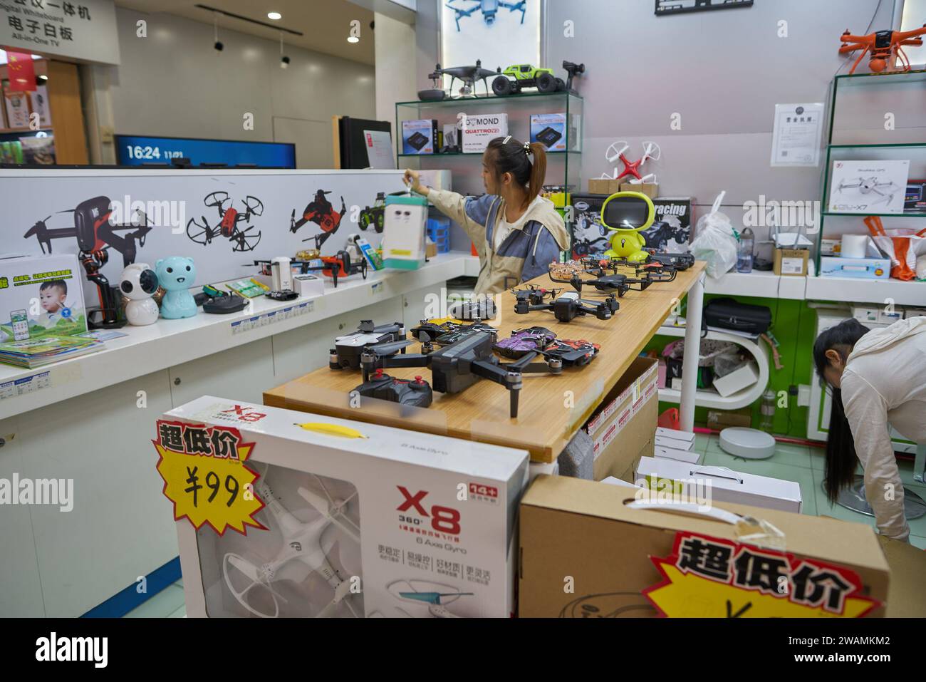 SHENZHEN, CHINA - NOVEMBER 21, 2019: various drones on display at Seg ...