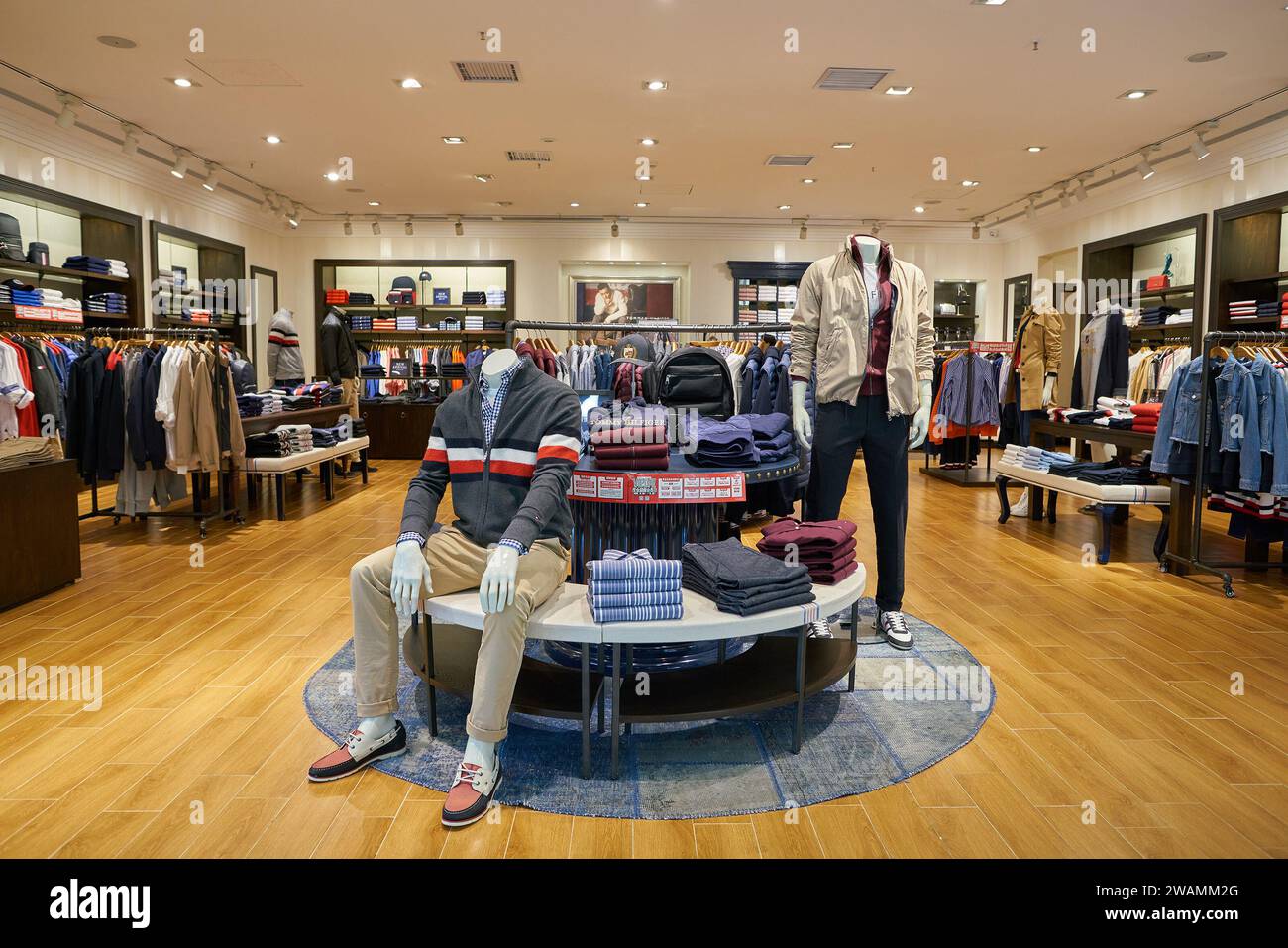 SHENZHEN, CHINA - NOVEMBER 21, 2019: apparel on display inside Maoye ...