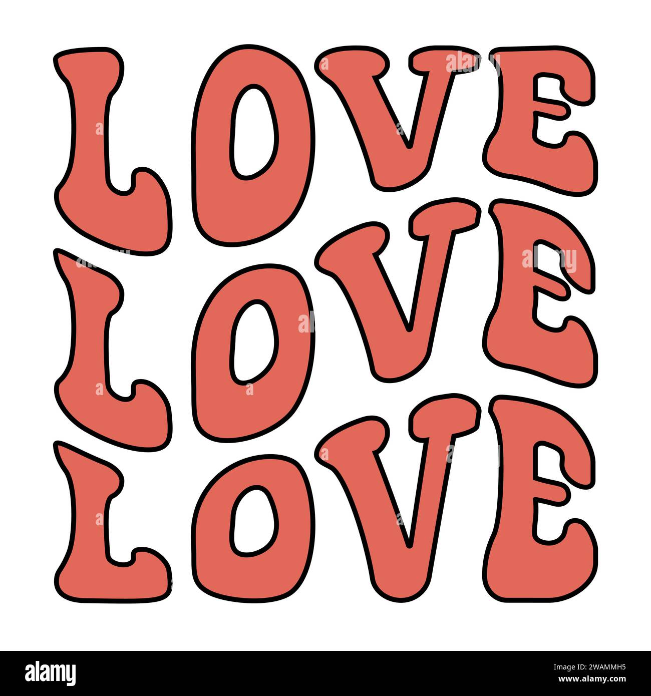Vector groovy love lettering isolated on white background Stock Vector ...
