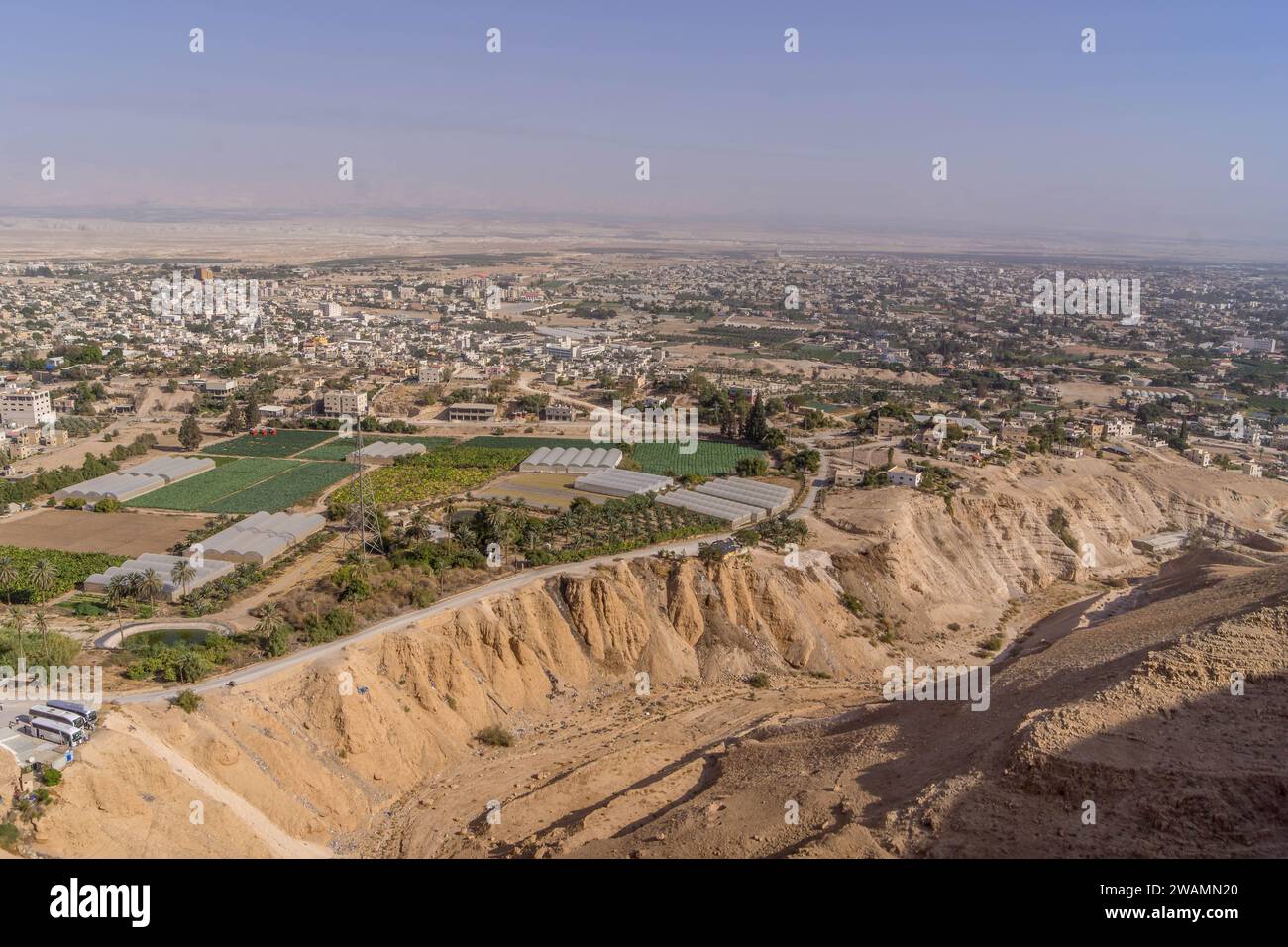The aerial view on downtown of the Palestinian city of Jericho, West ...