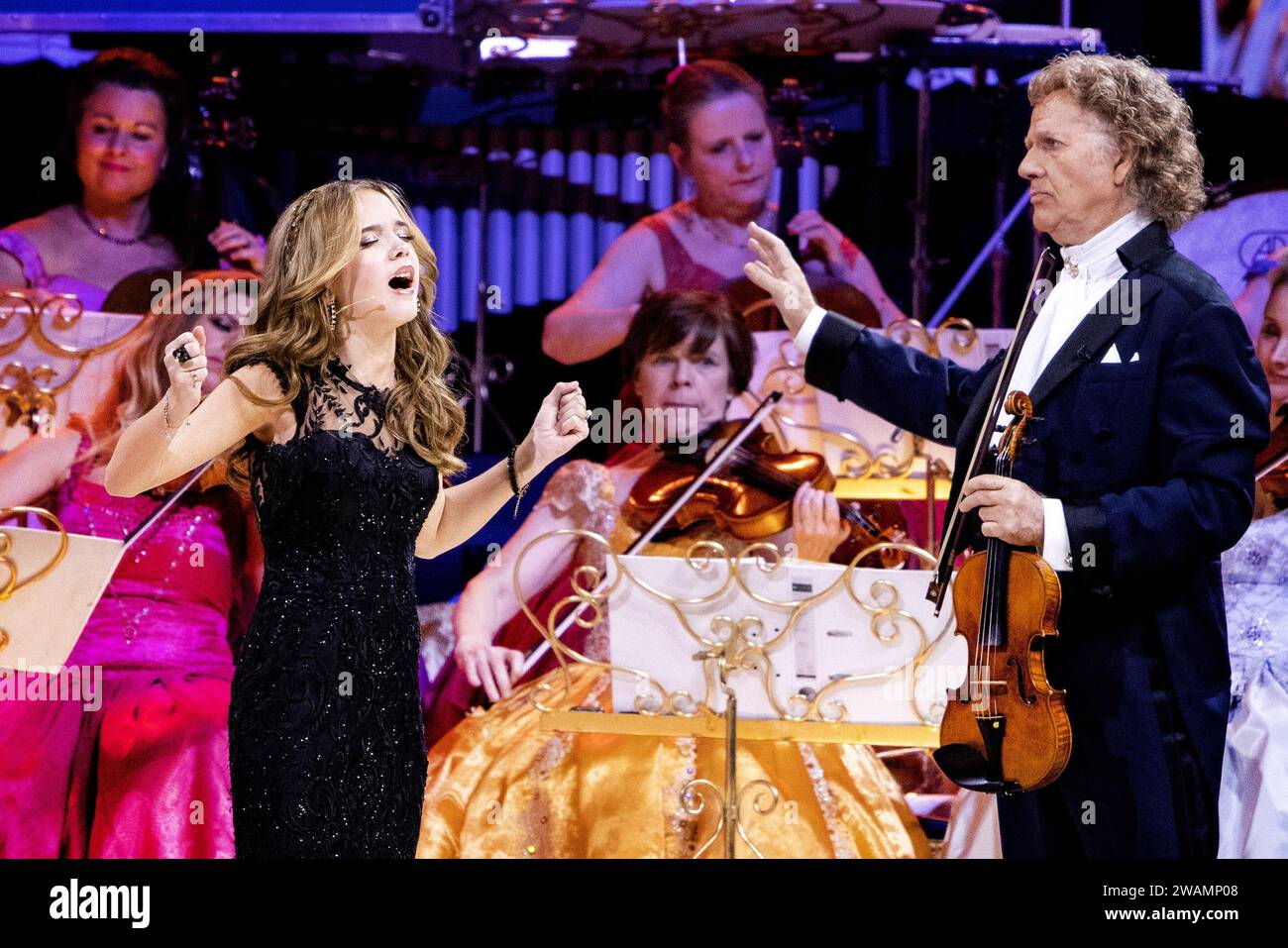 AMSTERDAM - Violinist Andre Rieu and Emma Kok during a New Year's ...