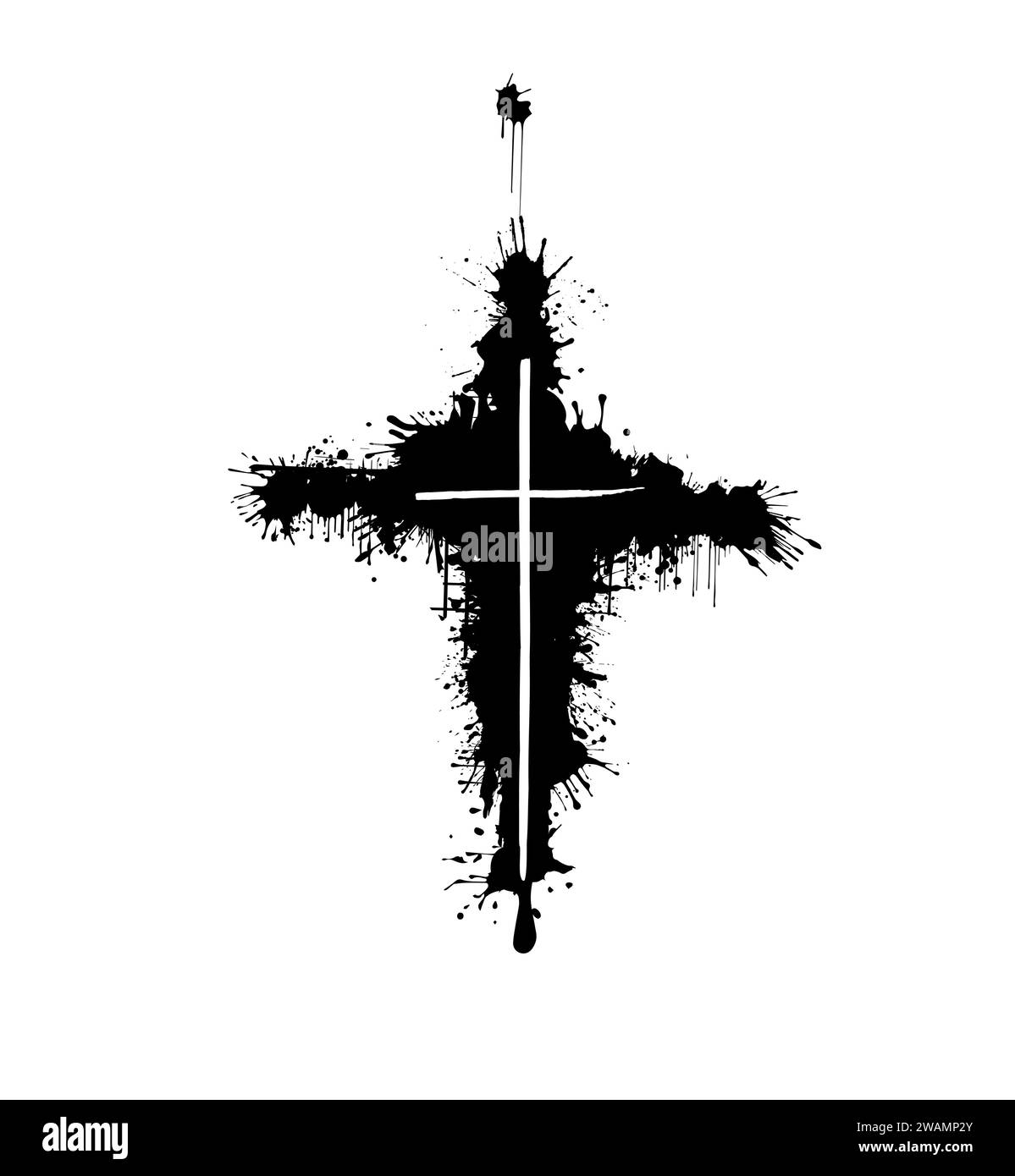 Hand drawn christian cross signs. Brush painted black icons. hand ...