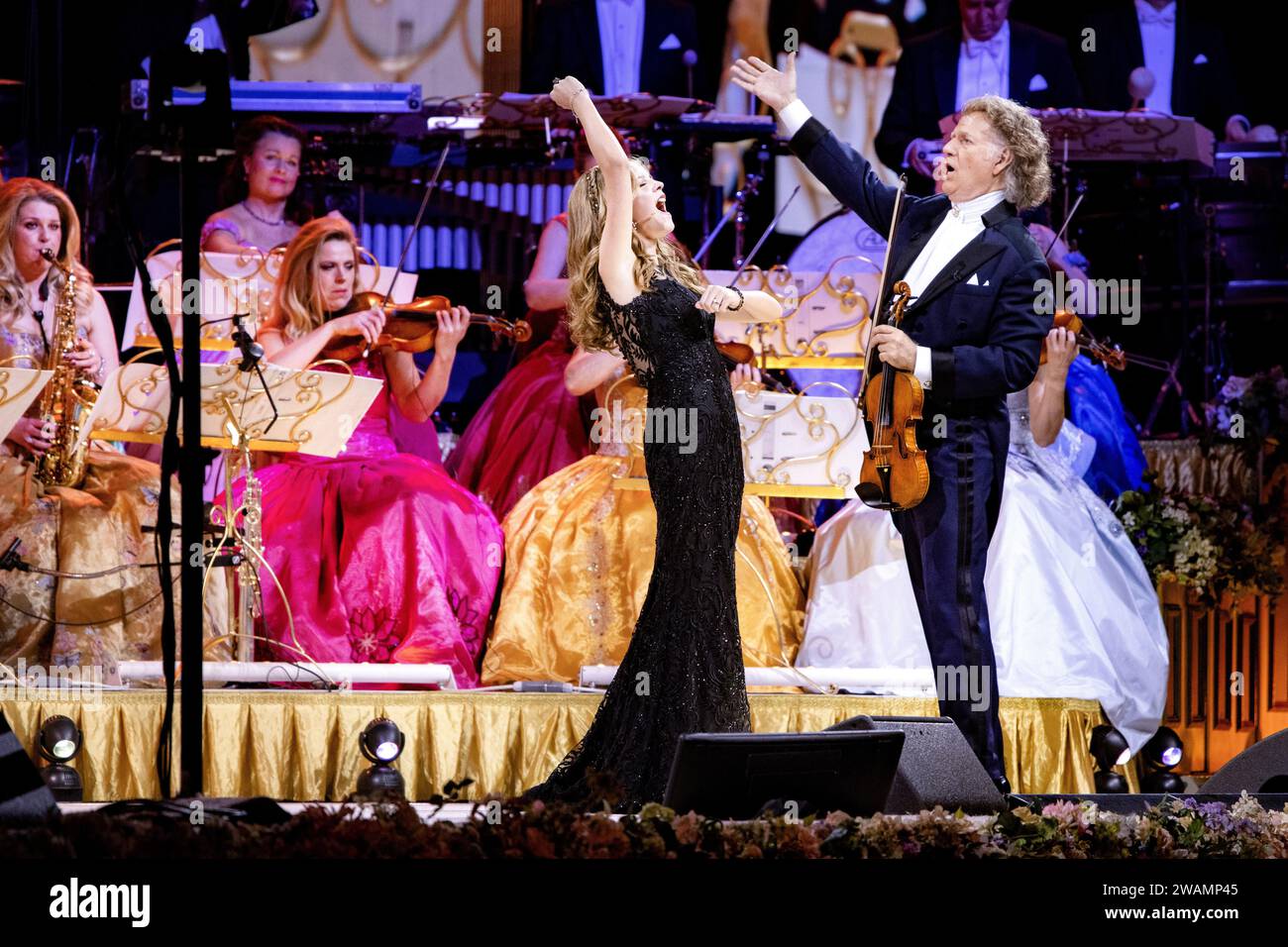 AMSTERDAM - Violinist Andre Rieu and Emma Kok during a New Year's ...