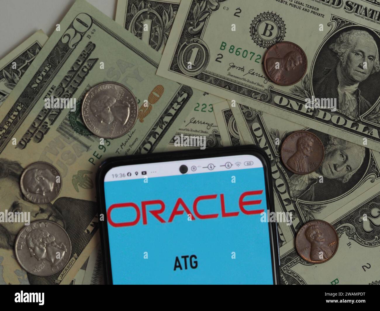 In this photo illustration, an Art Technology Group logo seen displayed ...