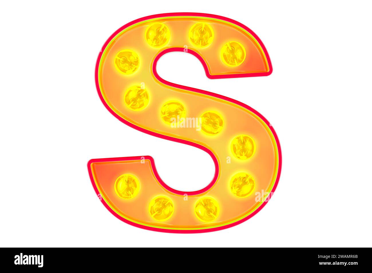 Light bulb letter S, glowing retro font. 3D rendering isolated on white ...
