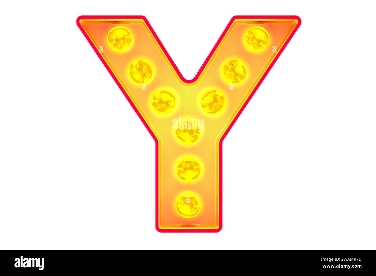 Light bulb letter Y, glowing retro font. 3D rendering isolated on white ...