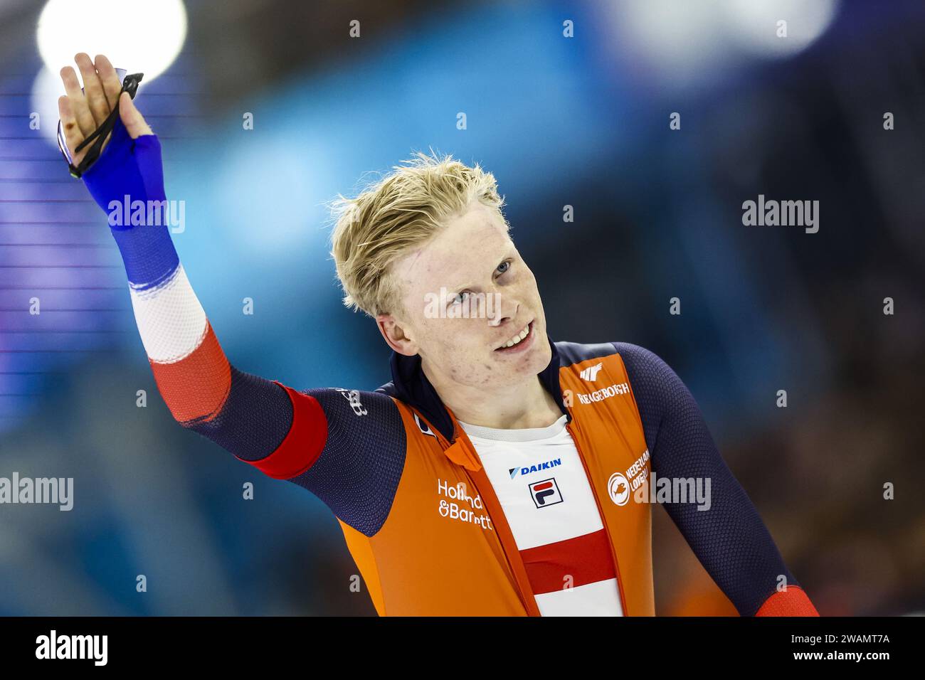 HEERENVEEN - Tim Prins (NED) reacts after the men's 1000 meters at the ...