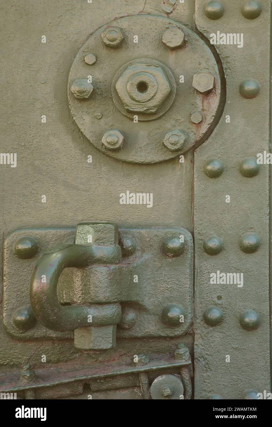 The texture of the wall of the tank, made of metal and reinforced with ...