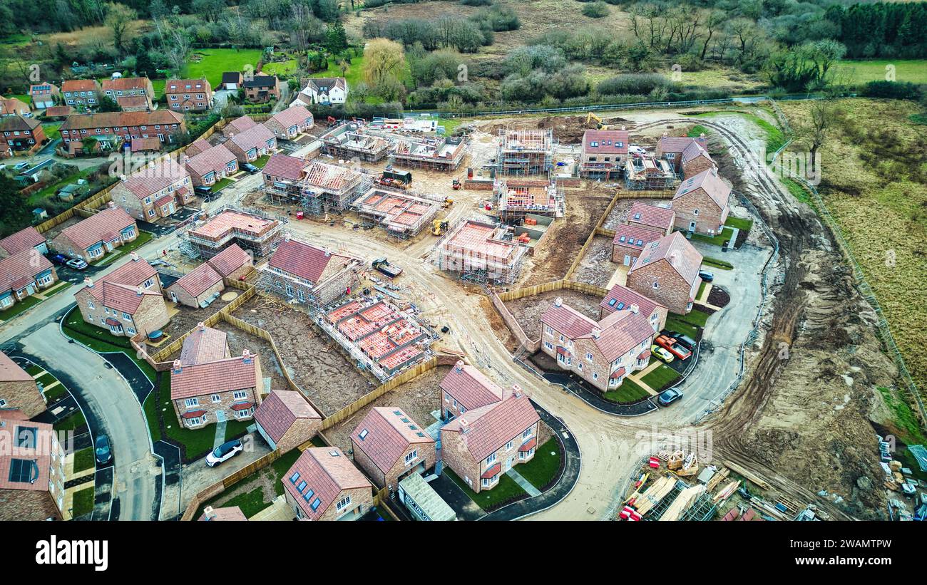 Aerial view of a residential housing development under construction ...