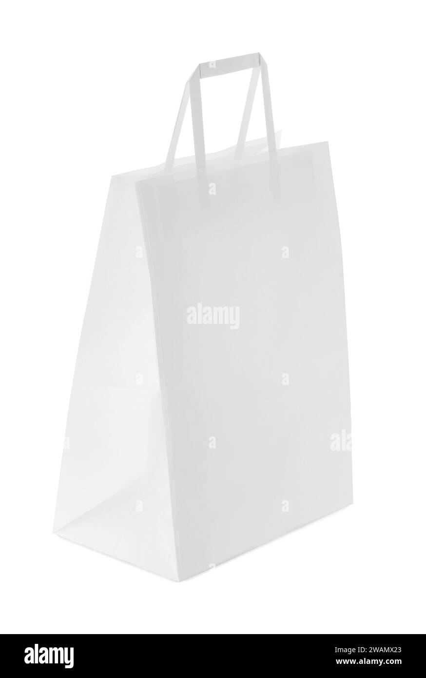 One new paper bag isolated on white Stock Photo - Alamy