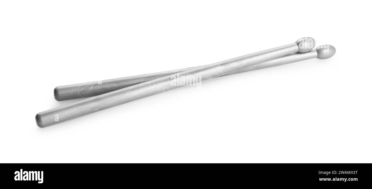Two grey drum sticks isolated on white Stock Photo - Alamy