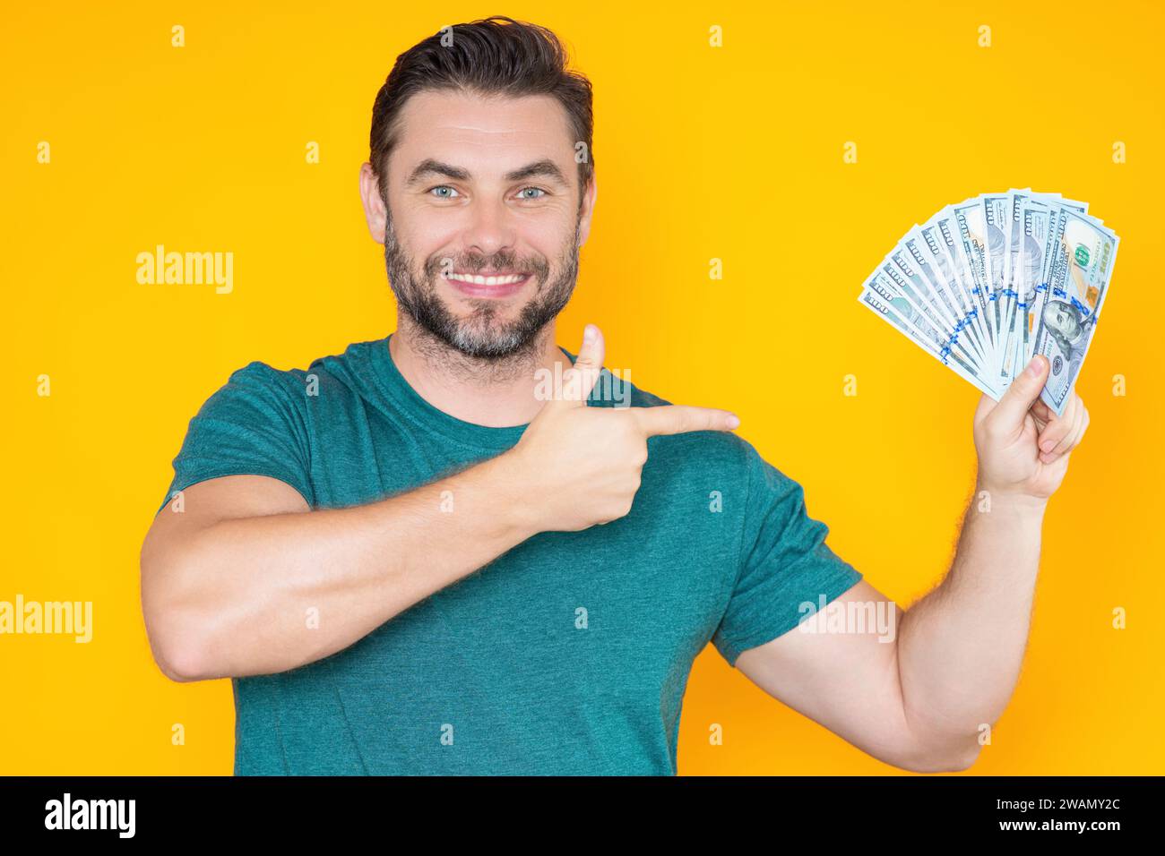 Business man with cash money dollars banknotes Stock Photo - Alamy