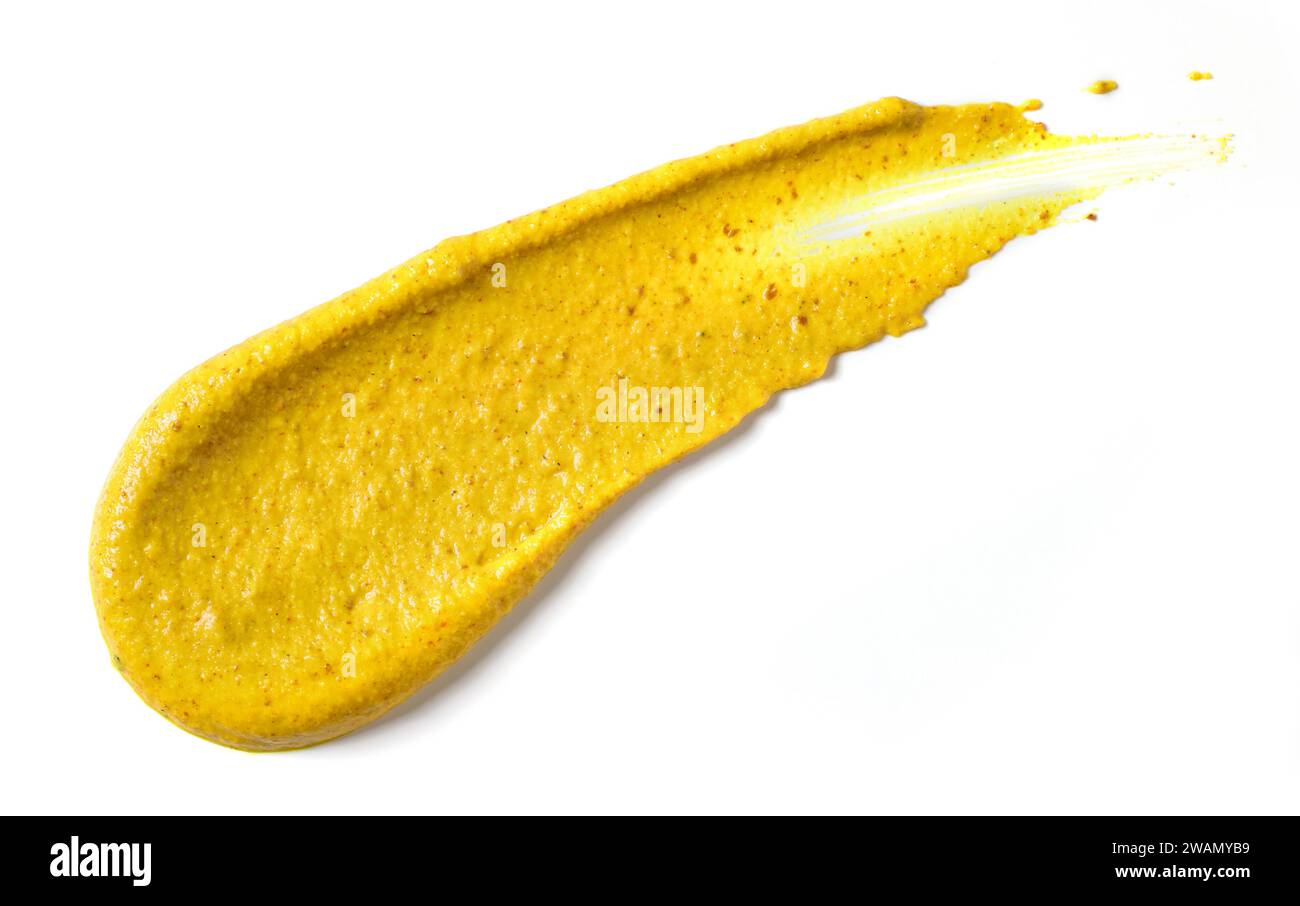 english mustard isolated on white background, top view Stock Photo - Alamy