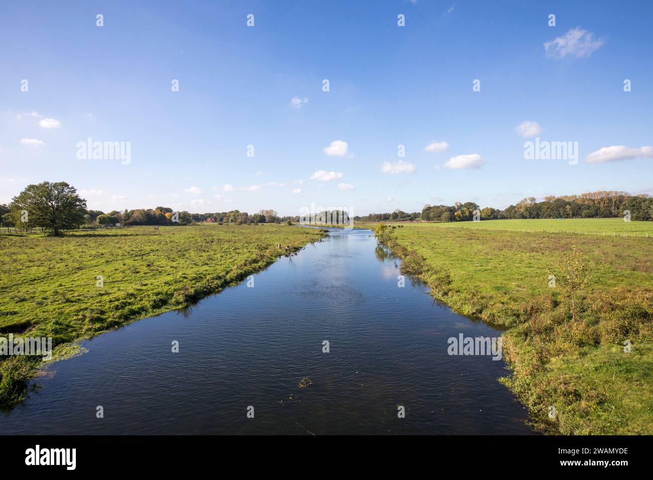 The Stever floodplain, near Olfen, River Stever, nature reserve, NRW ...