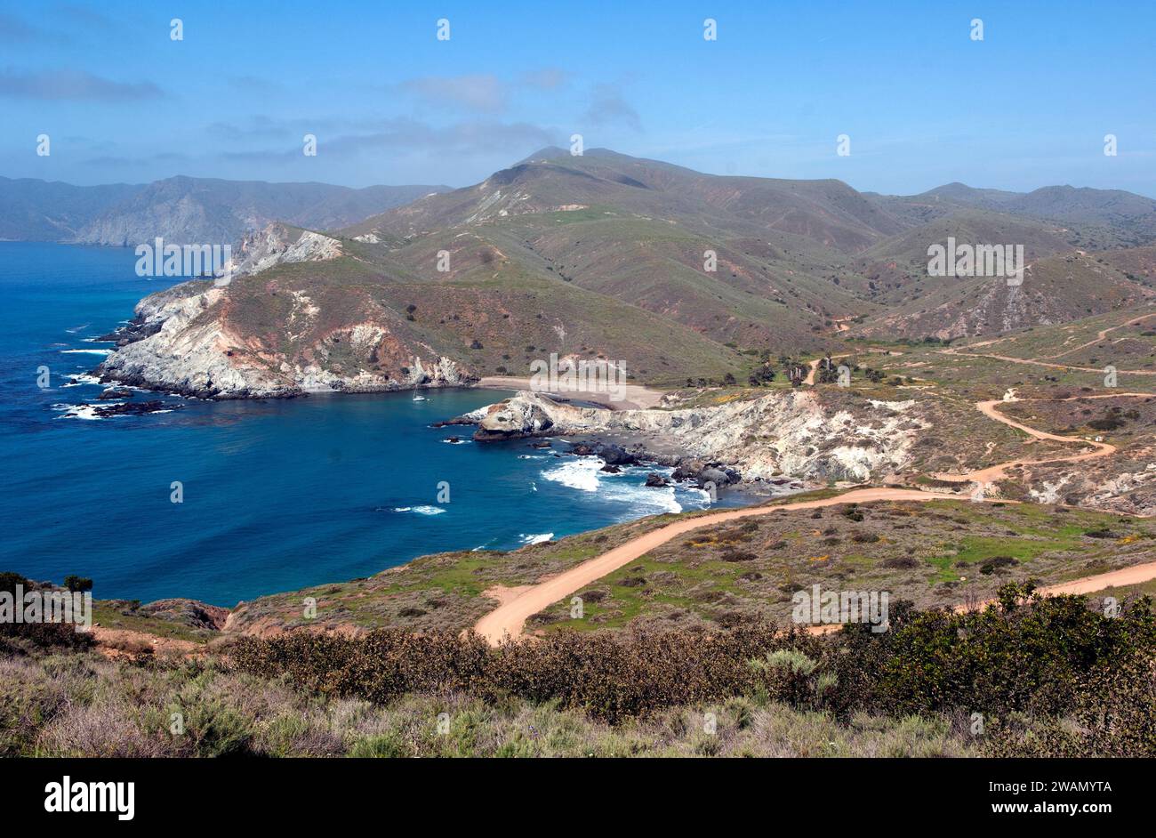Beaches and coastline viewed on the backside of Catalina Island ...