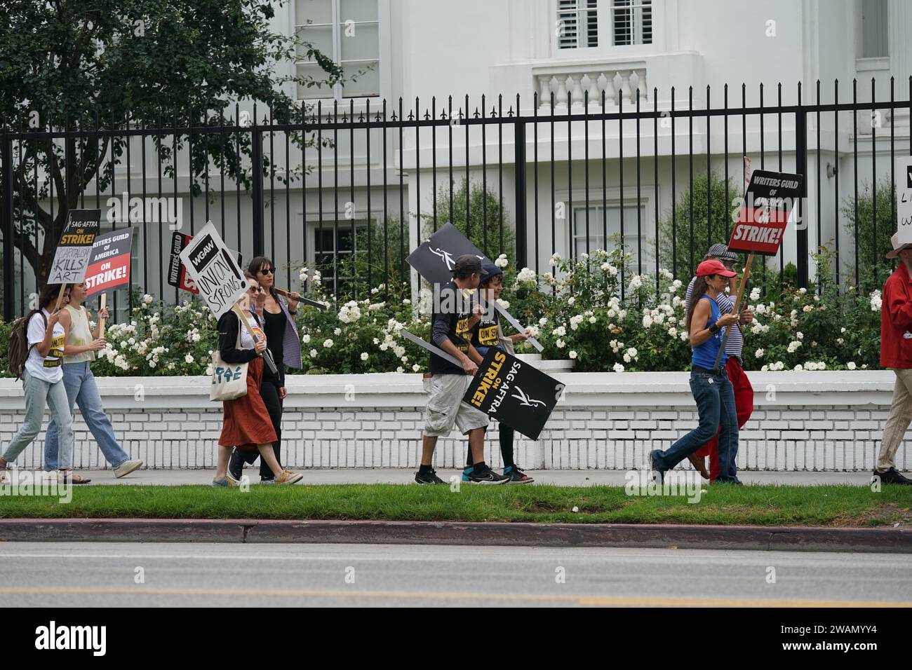 Hollywood actors and writers on strike Stock Photo - Alamy