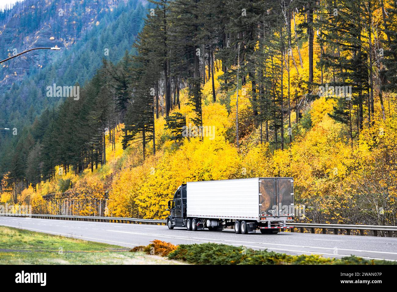 Long carrier black big rig semi truck with extended cab for truck ...