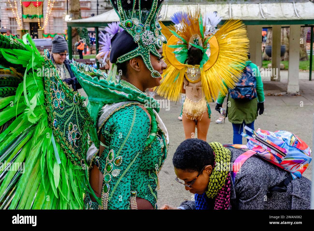 Members of the London School of Samba prepare to perform in the London ...