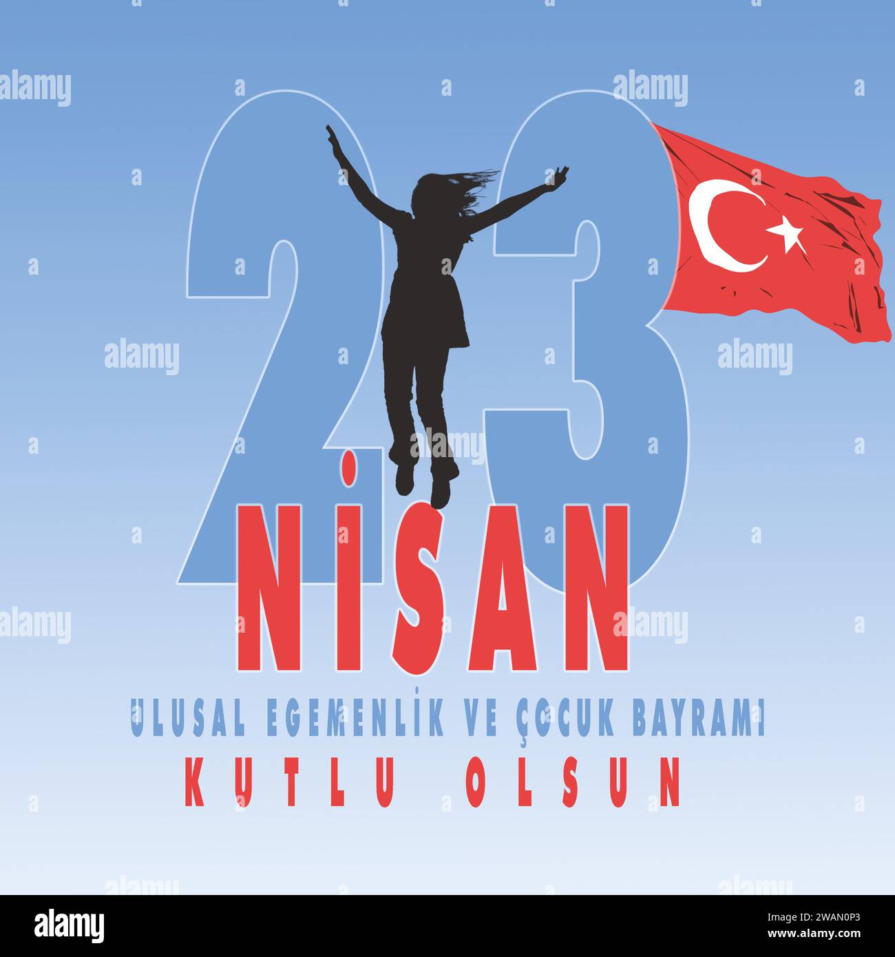 23 Nisan Ulusal Egemenlik ve Cocuk Bayrami or A vibrant graphic for ...