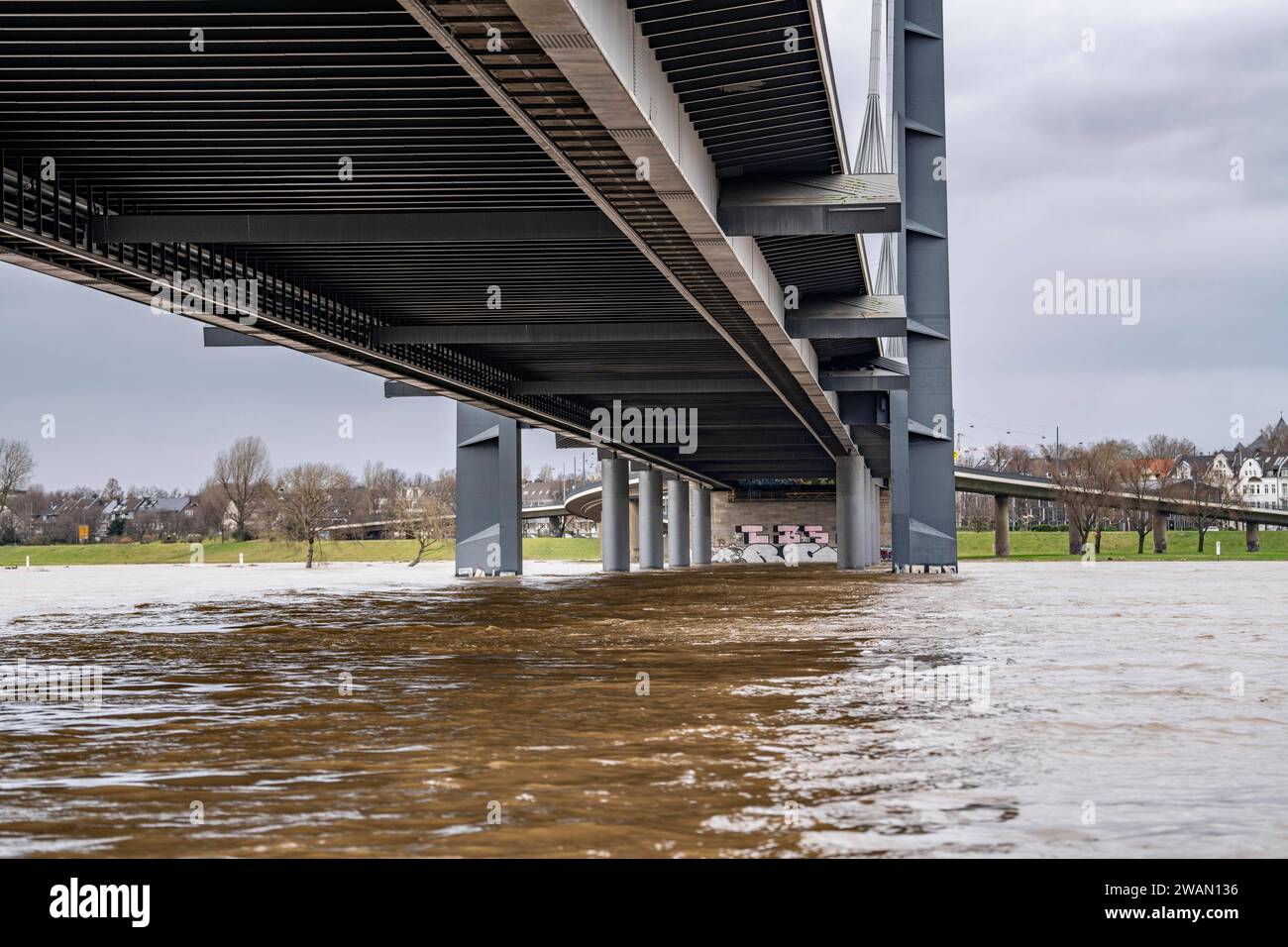 Rheinkniebrücke hochwasser hi-res stock photography and images - Alamy