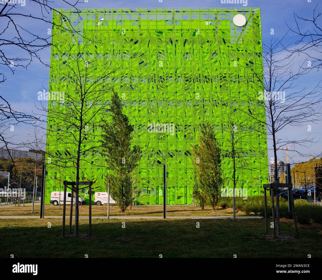 Lyon, France, Le Cube Vert (green) building in the Confluence area of ...