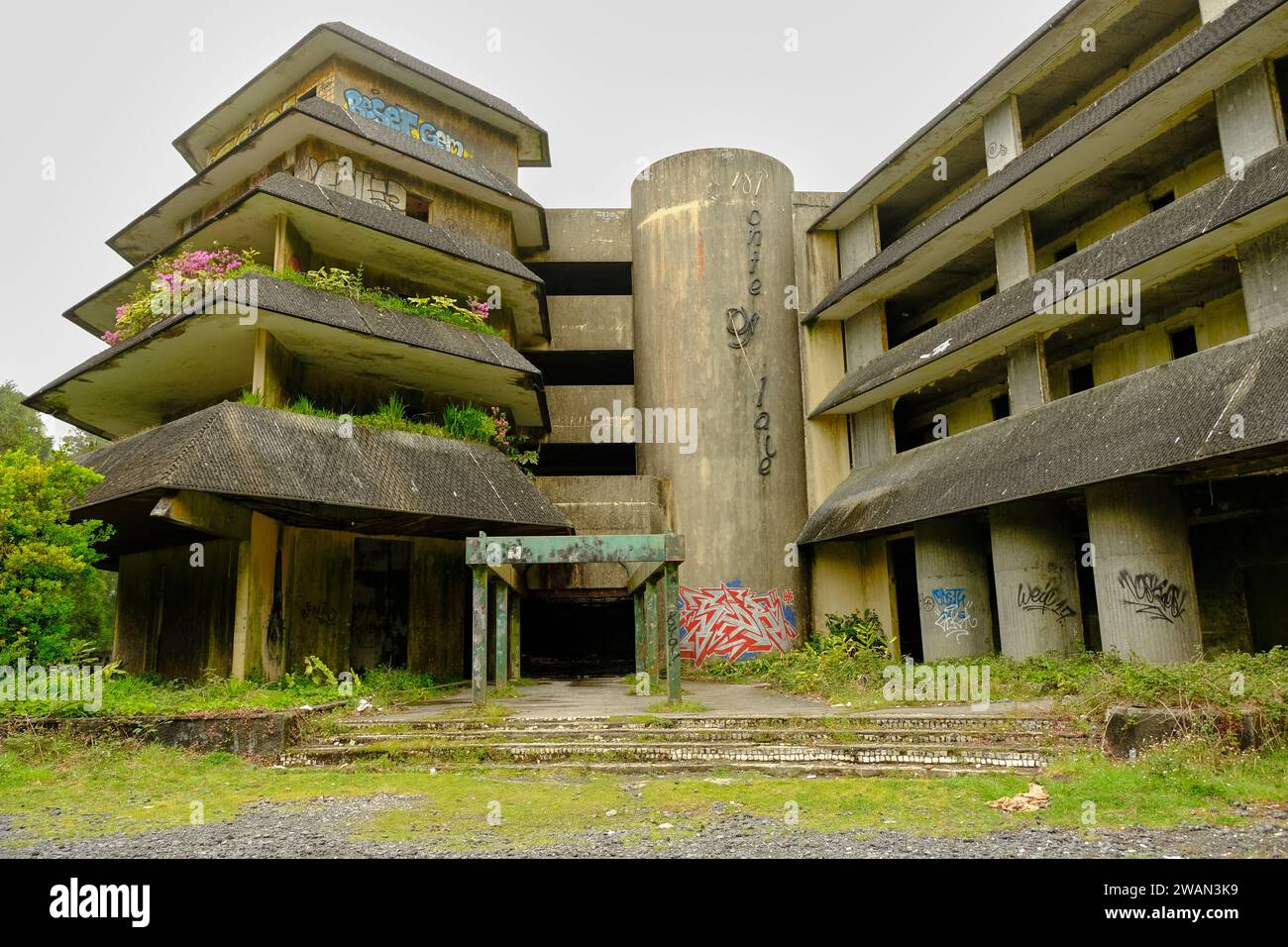 ruins of the Abandoned Monte Palace Hotel on Sao Miguel Island, Azores ...