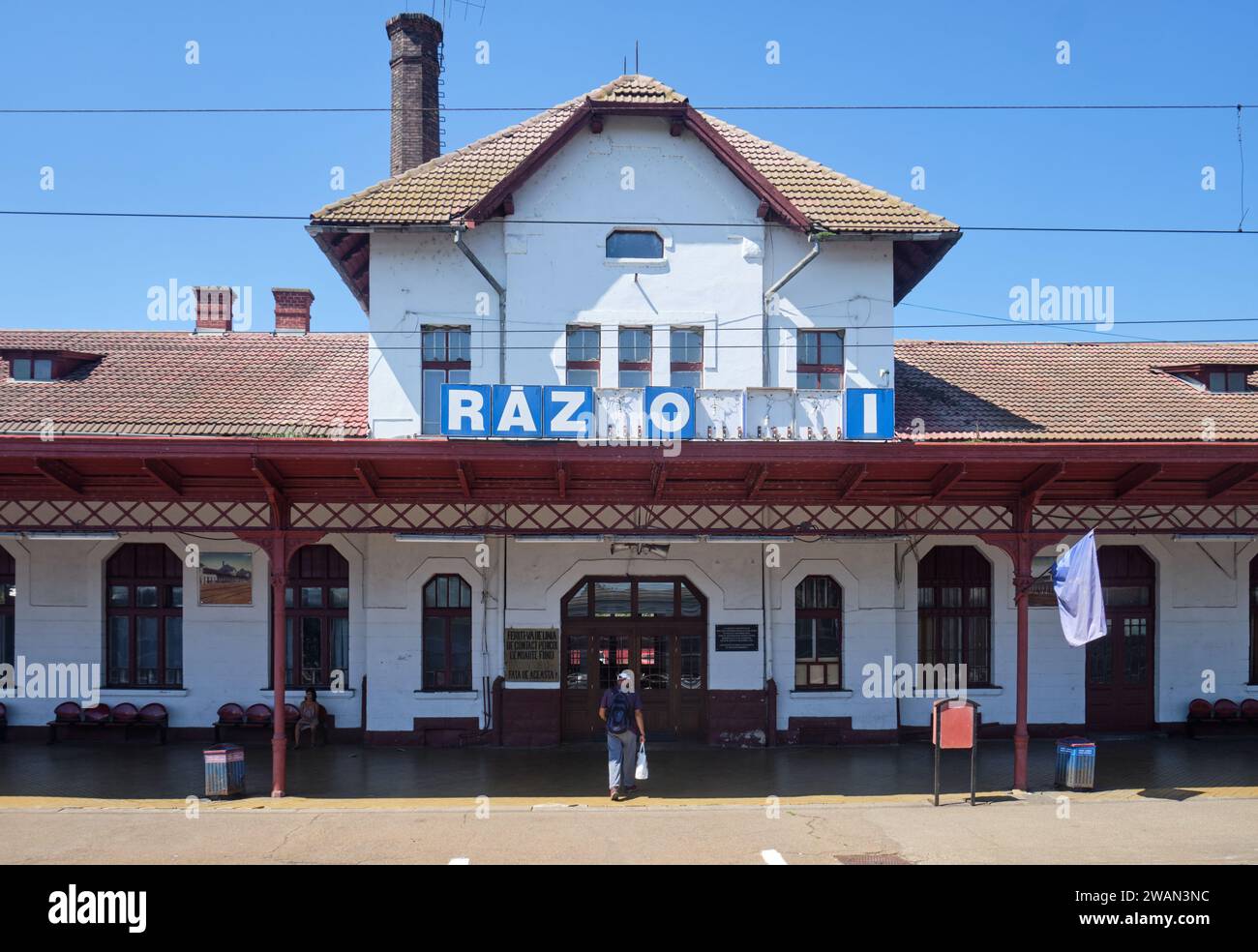 Războieni romanian train station with many letters missing fallen from ...