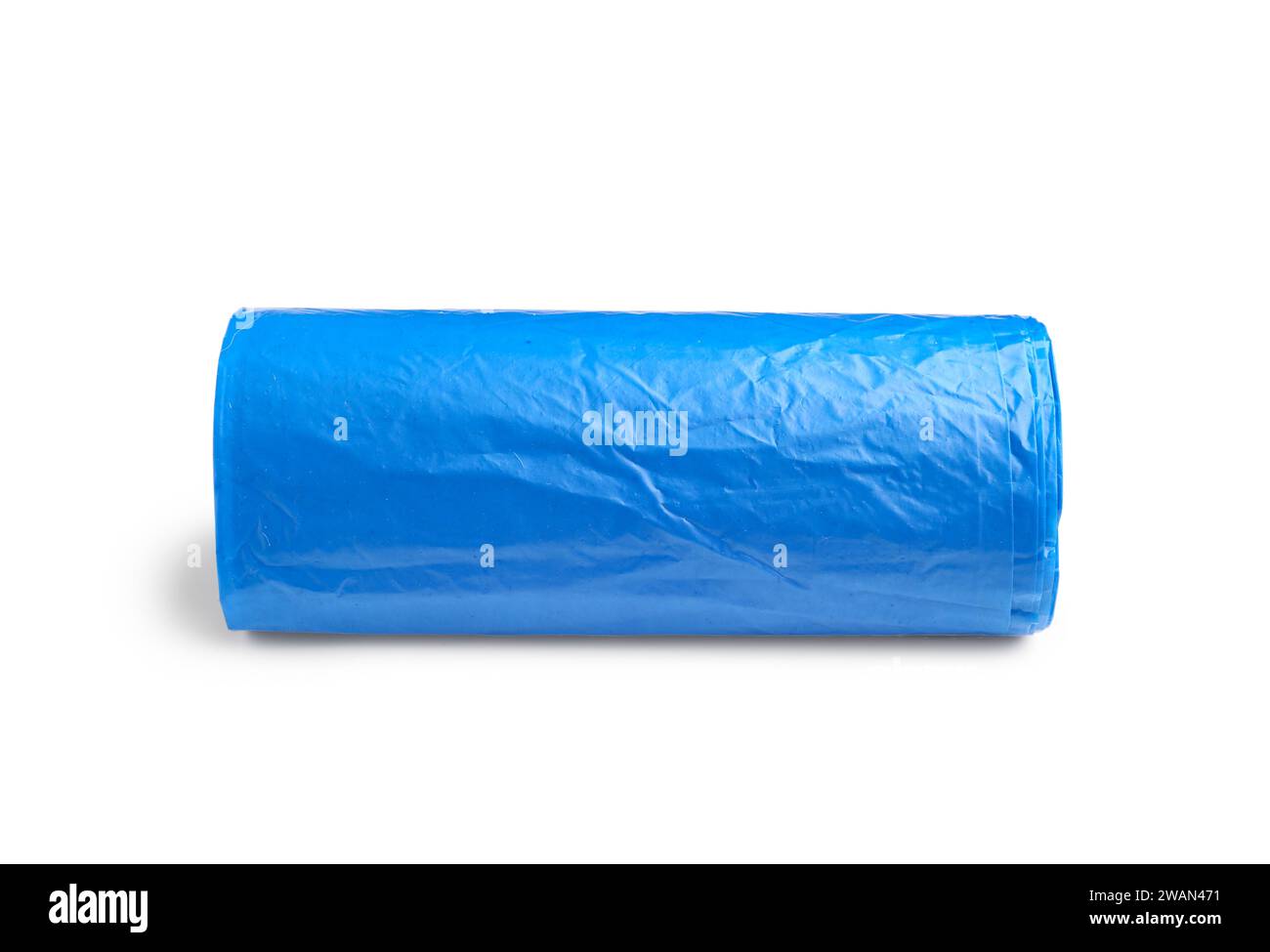 Blue roll of garbage bags isolated on white background Stock Photo - Alamy