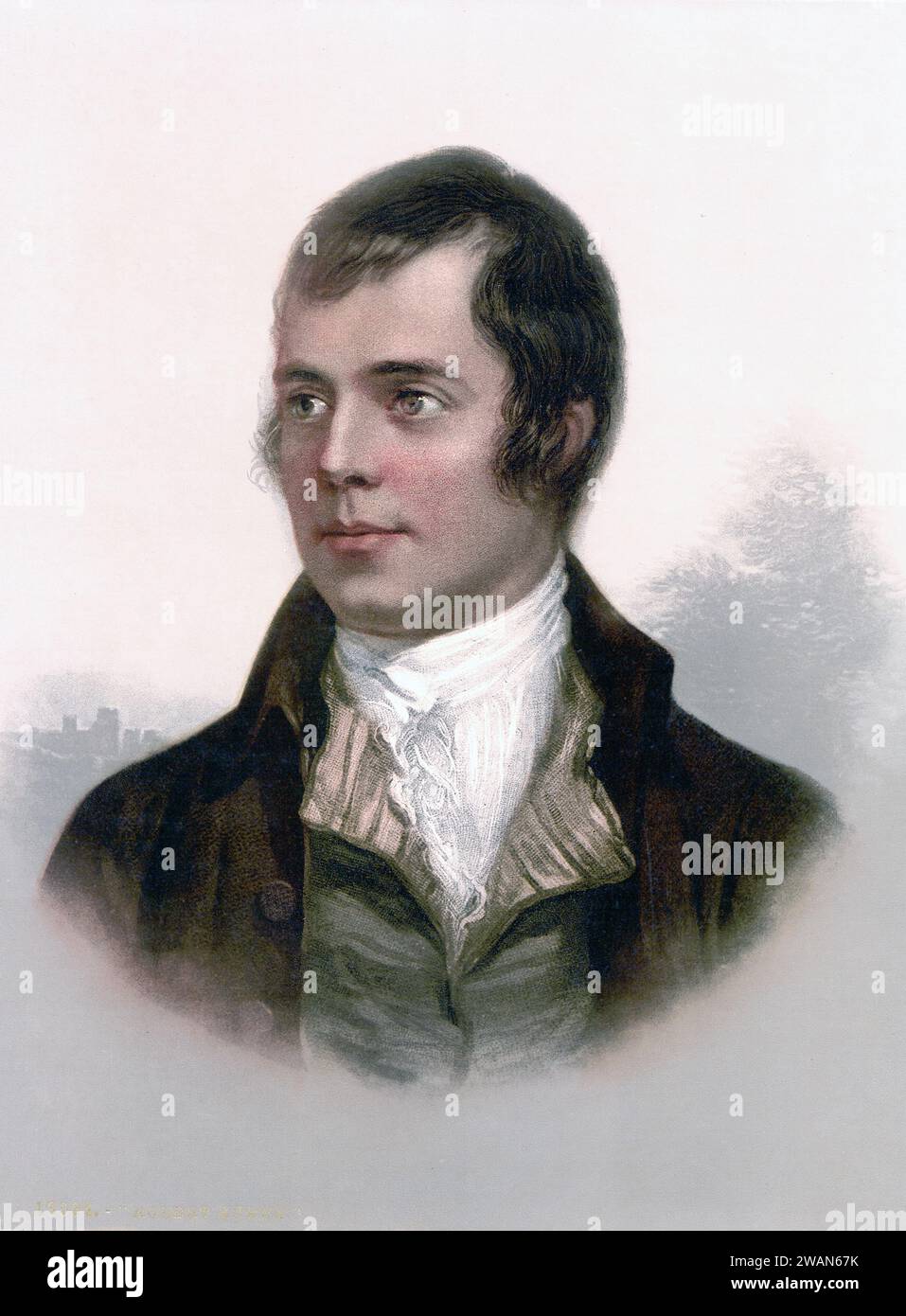 Robert Burns (1759-1796), Scottish poet and lyricist, head and ...