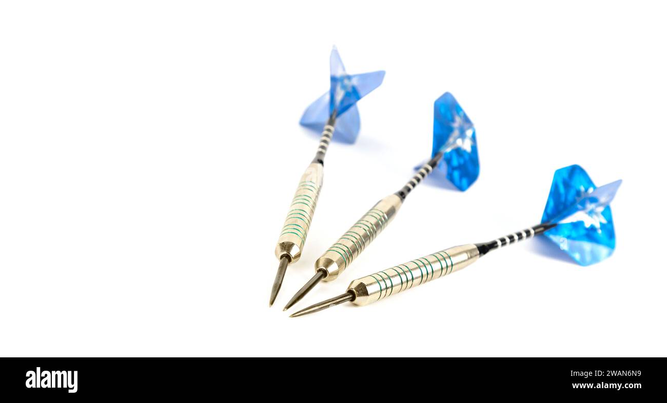 Arrows for playing darts. Darts game, three metal darts to be thrown at ...