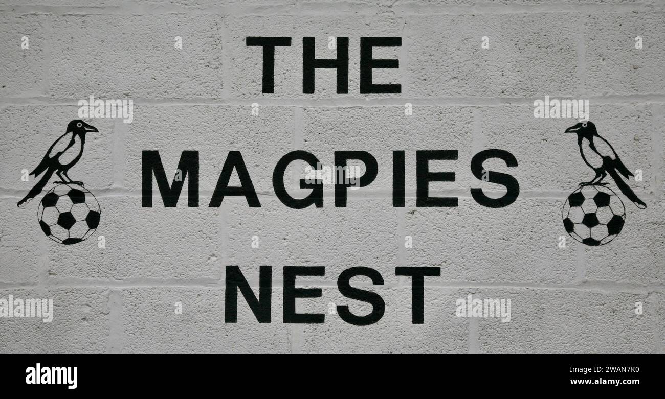 A sign outside The Magpies Nest restaurant at Victory Park Football ...