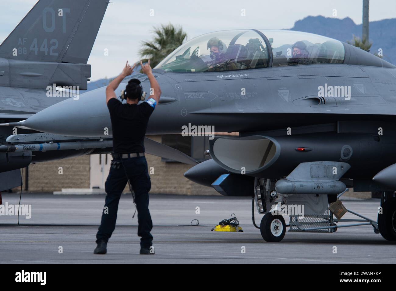 U.S. Air Force 2nd Lt. Madison Marsh, prepares to taxi on a 422nd Test ...