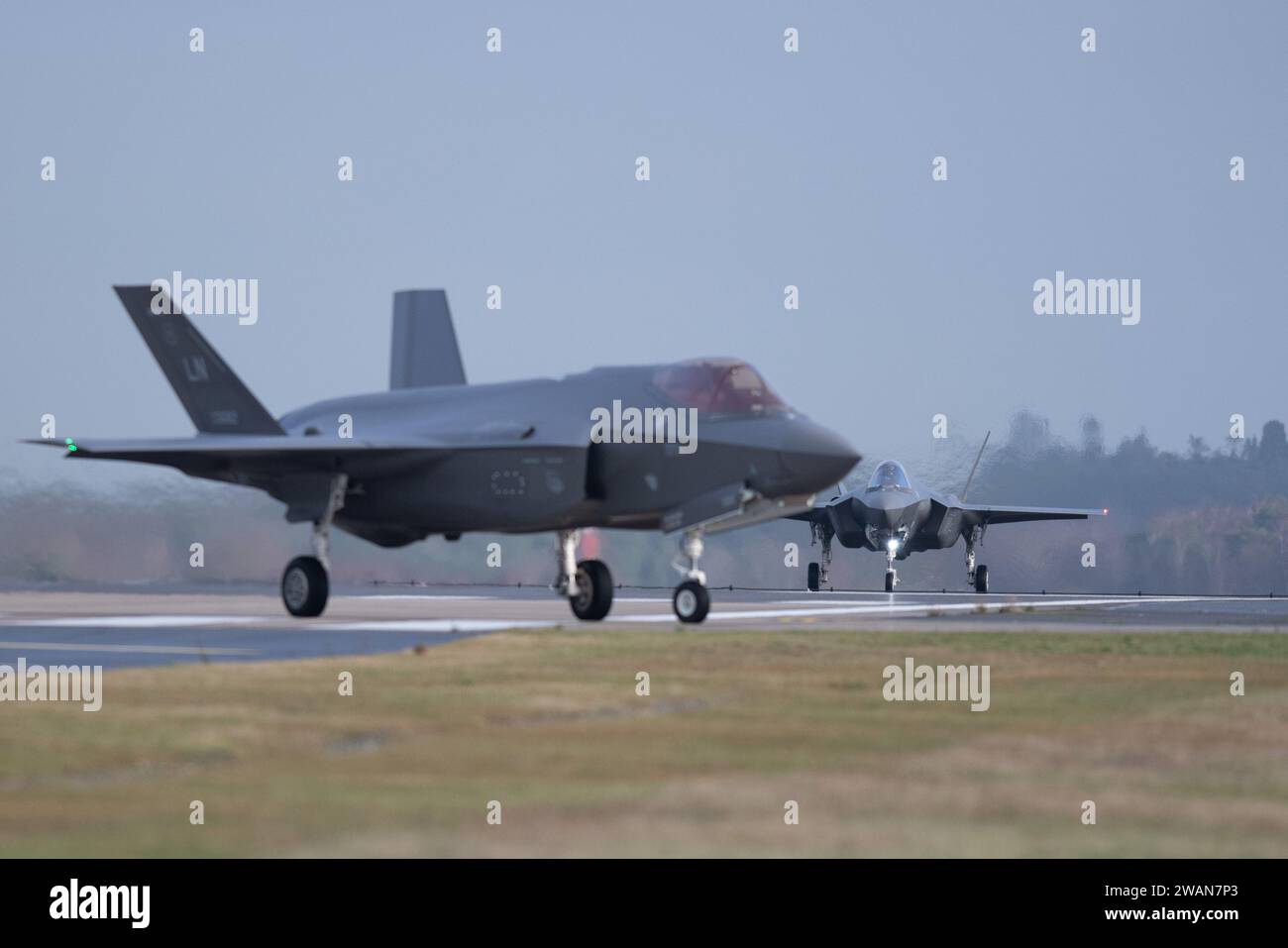 U.S. Air Force F-35A Lightning IIs assigned to the 493rd Fighter ...