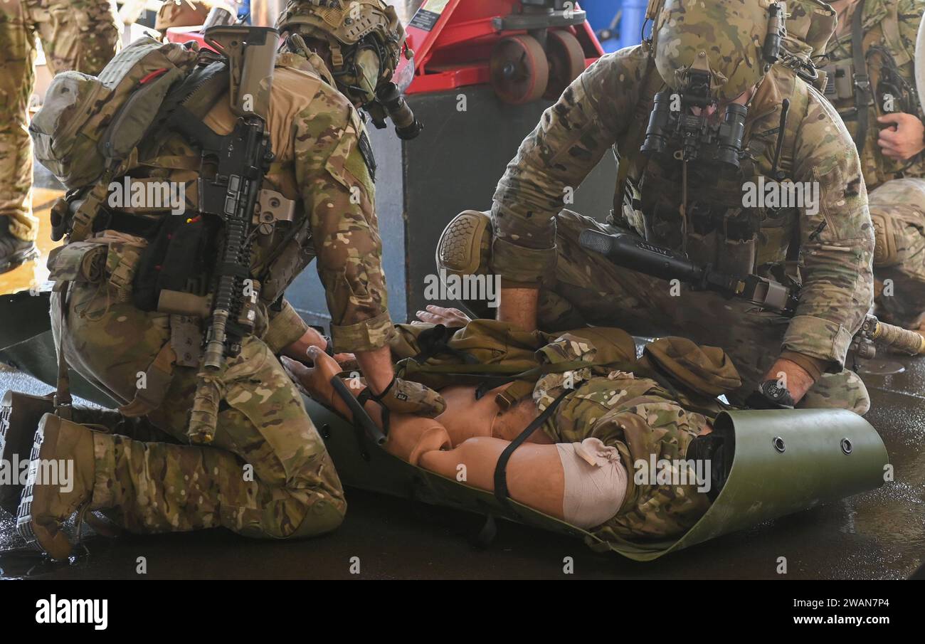 West Coast-based Naval Special Warfare (NSW) operators treat a ...