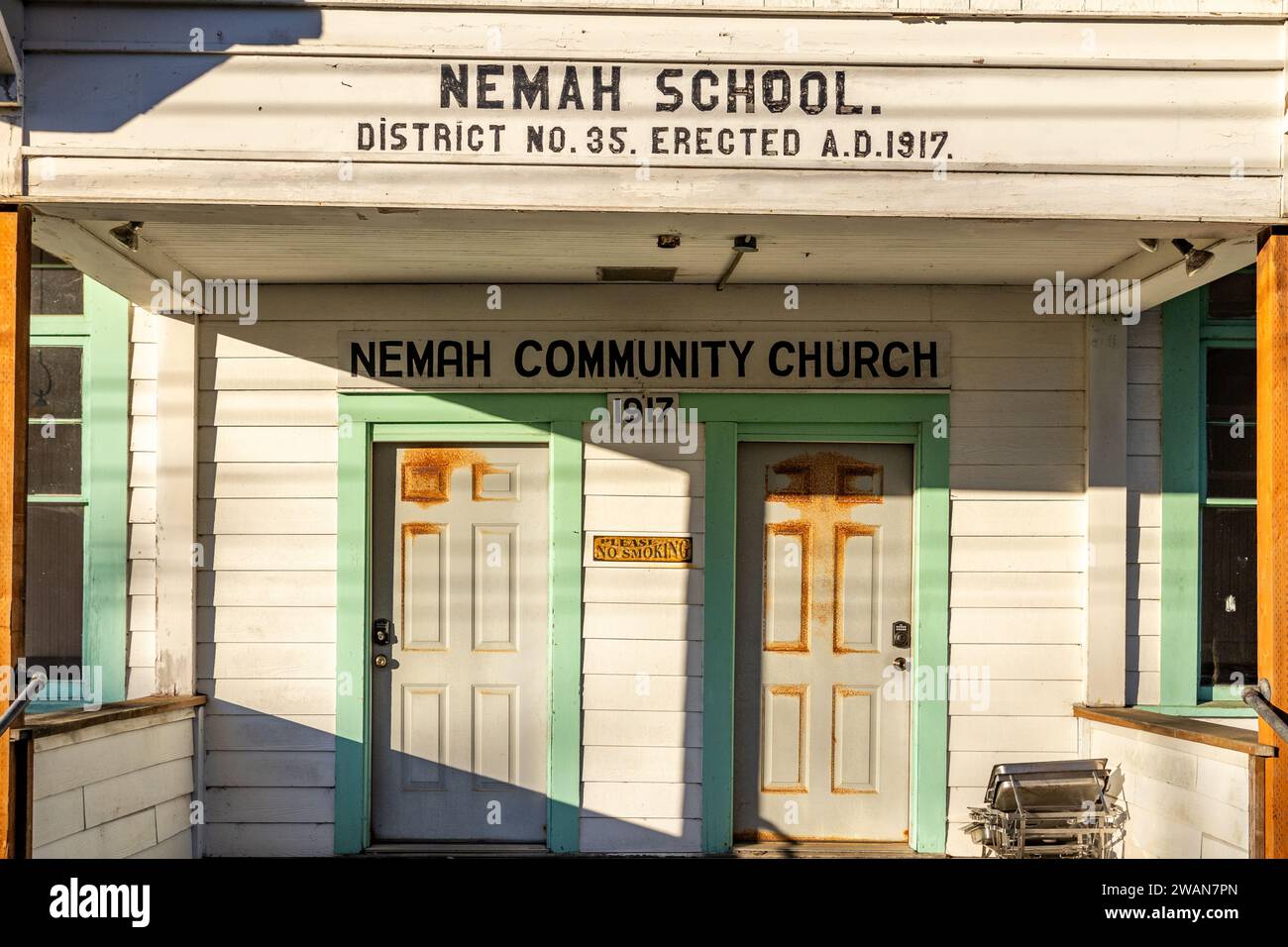 Nemah WA USA Nov 28 2023 The Nemah School and Community Church Building ...