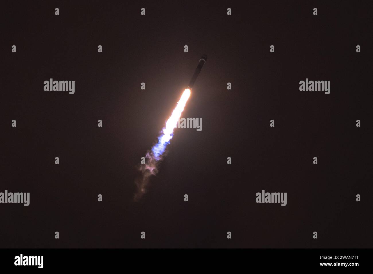 A Falcon 9 rocket carrying OVZON-3 communication satellites launches ...