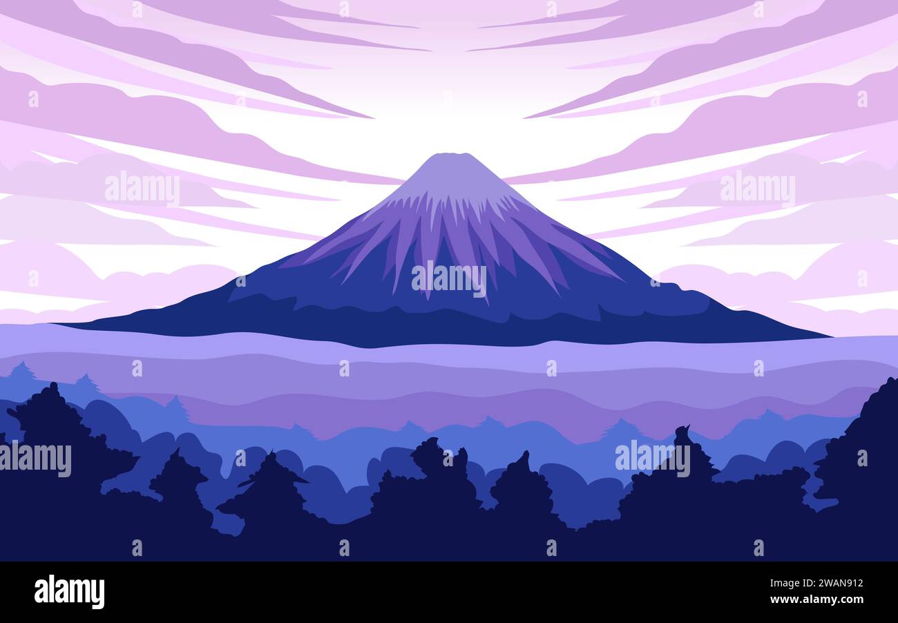 flat landscape nature view mountain illustration Stock Vector Image ...