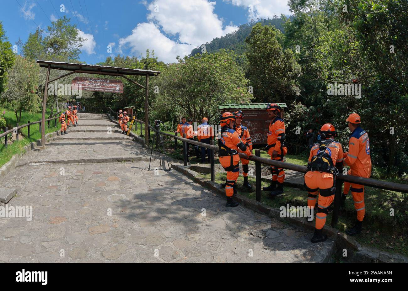 January 3, 2024, Bogota, Colombia: Tourist enjoy climb the Monserrate ...