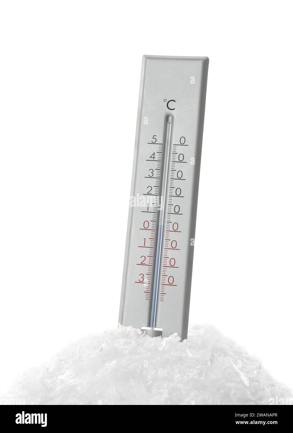 Weather thermometer in snow against white background Stock Photo - Alamy