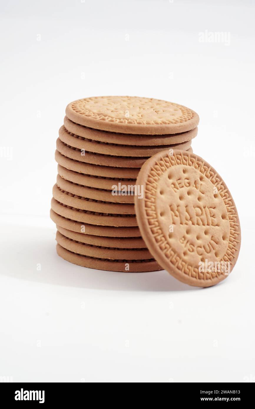 delicious snack biscuit Marie regal, in white background Stock Photo ...
