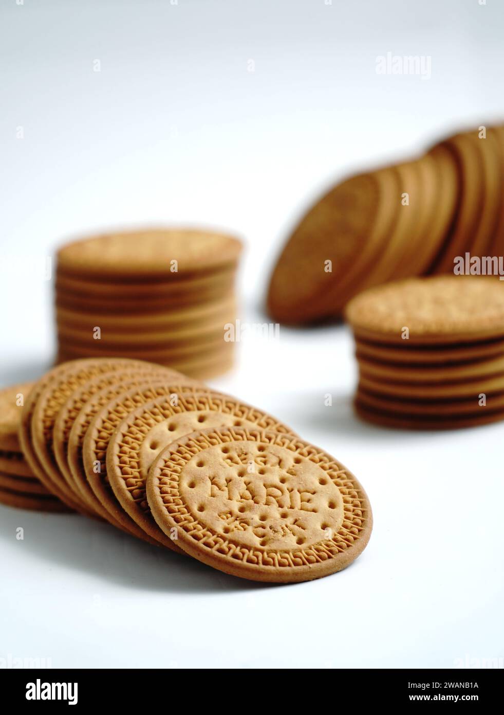 delicious snack biscuit Marie regal, in white background Stock Photo ...