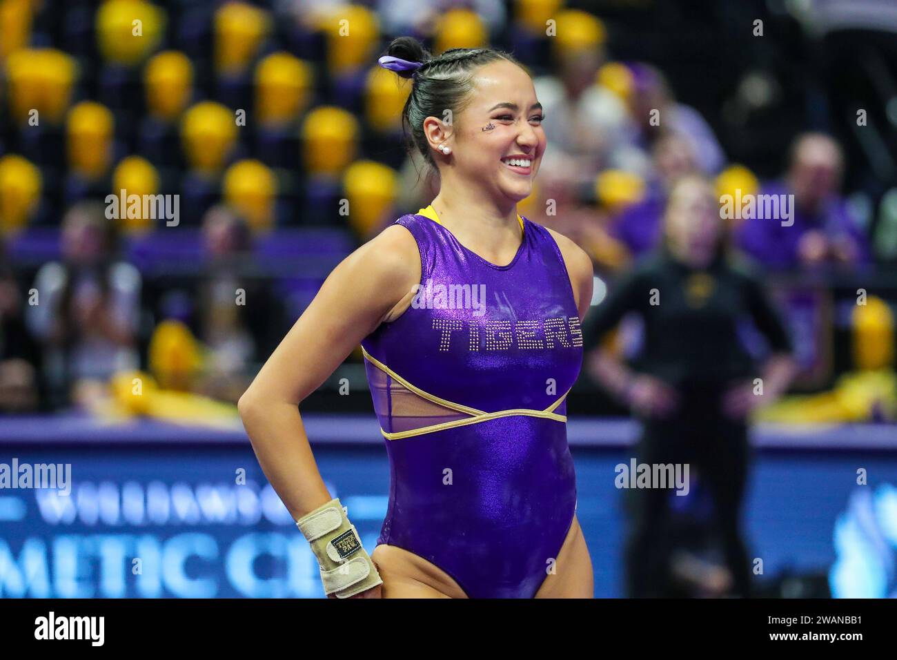 January 05 2024 Lsus Aleah Finnegan Smiles After Warming Up On The Floor Prior To Ncaa