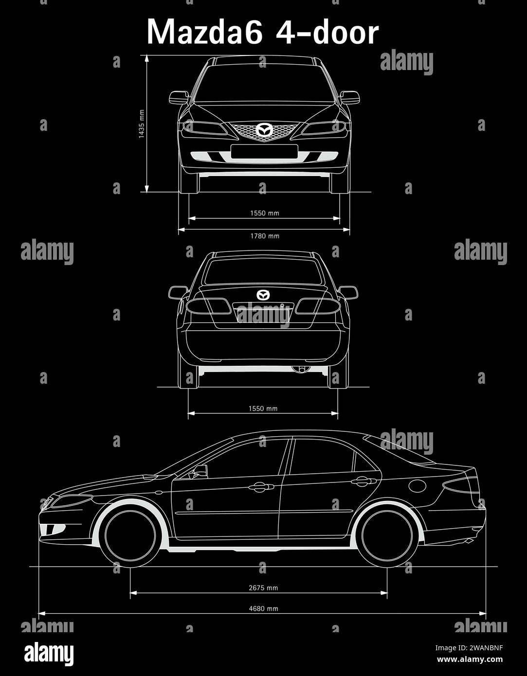2004 Mazda 6 car blueprint Stock Vector Image & Art - Alamy