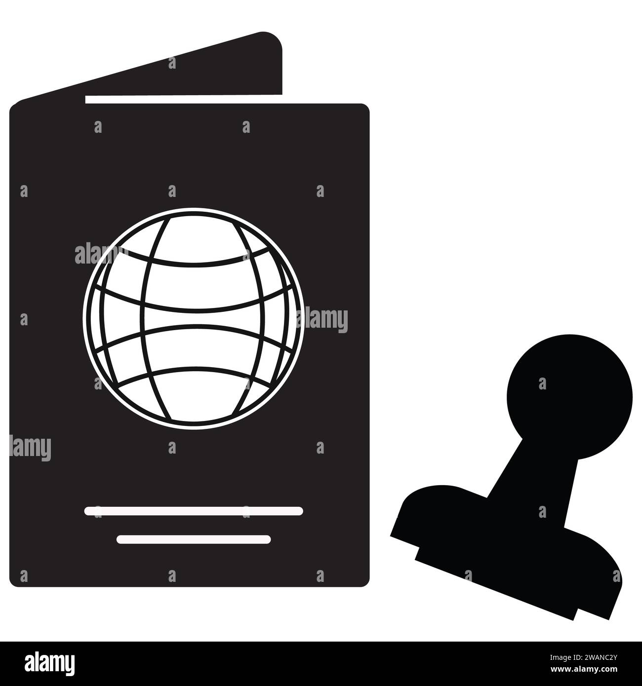 Visa icon. Visa stamp in passport sign. Consul residence symbol ...