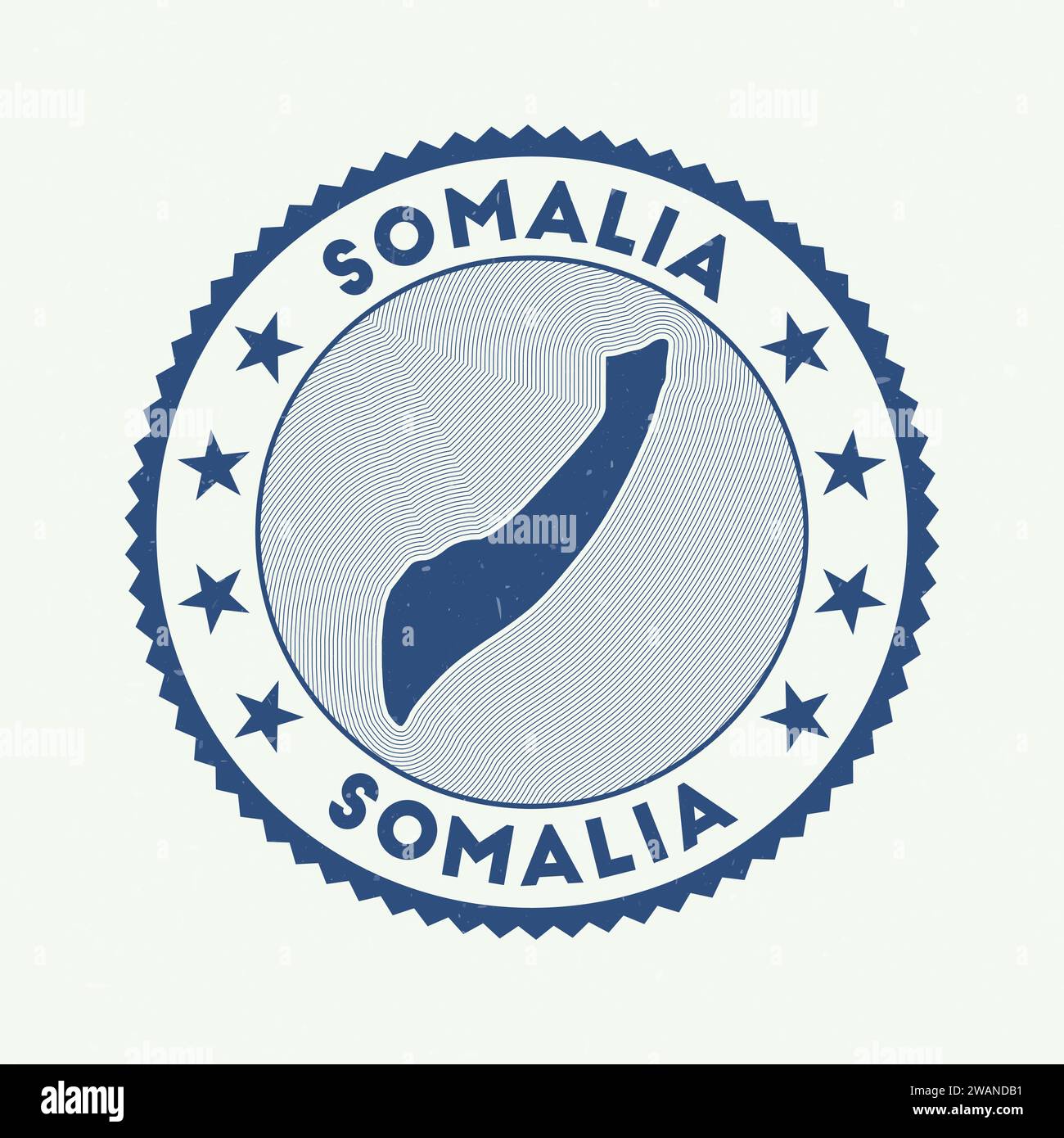 Somalia emblem. Country round stamp with shape of Somalia, isolines and ...