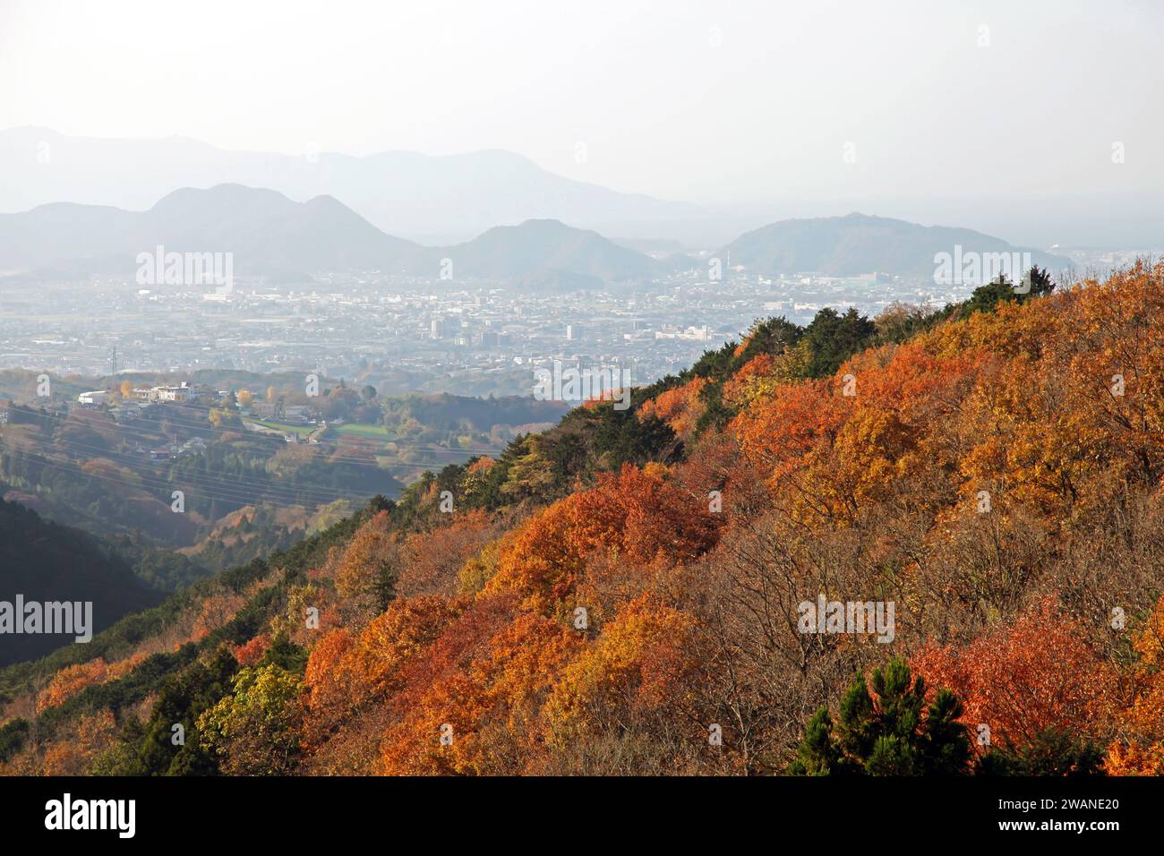 View of the surrounding countryside from Mishima Sky Walk in Shizuoka ...