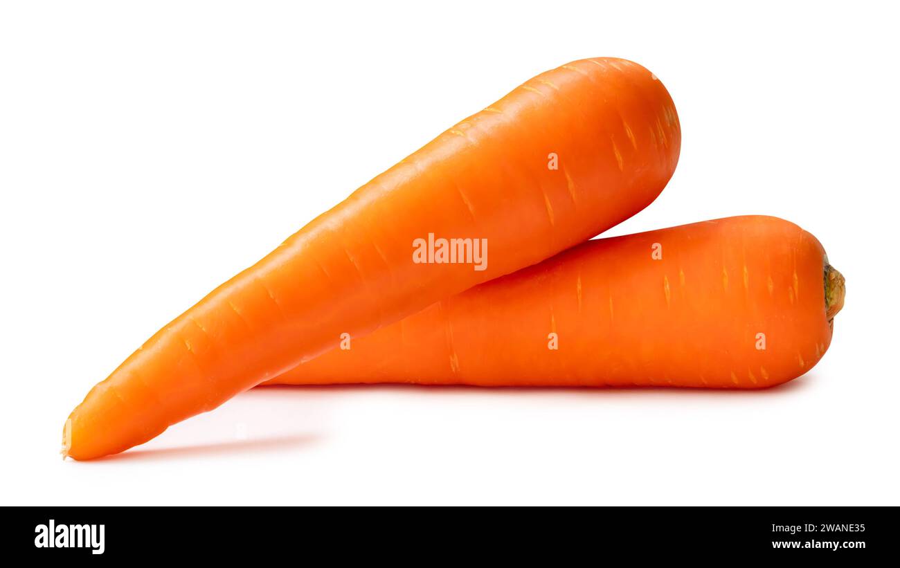 Fresh beautiful orange carrots vegetable in stack or pile are isolated ...