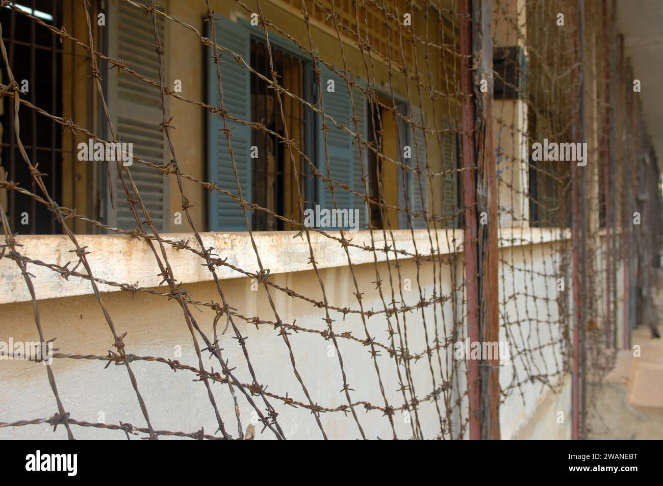 Balcony outside prison cells. Tuol Sleng Genocide Museum (S-21 Security ...